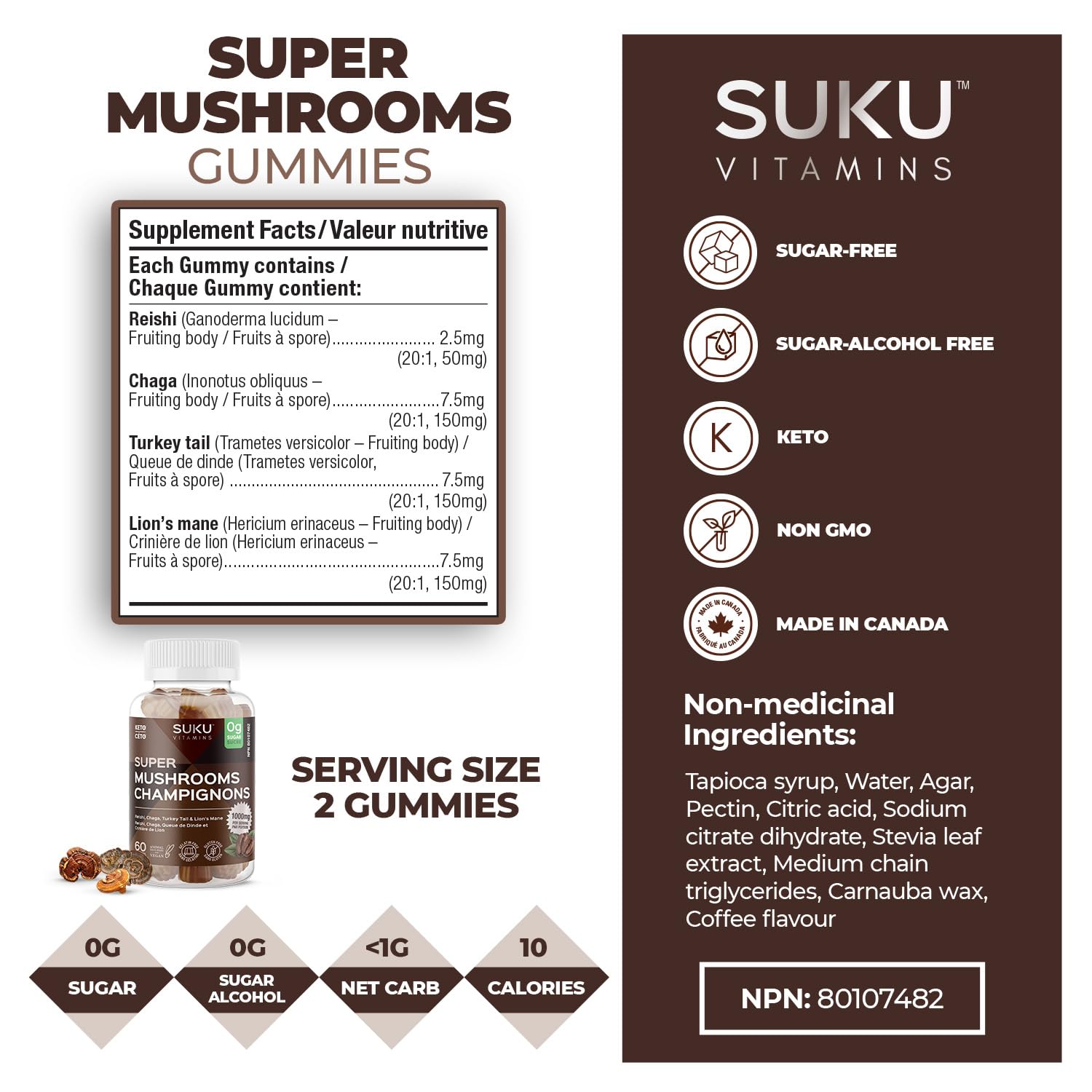 60 count mushroom gummies for health