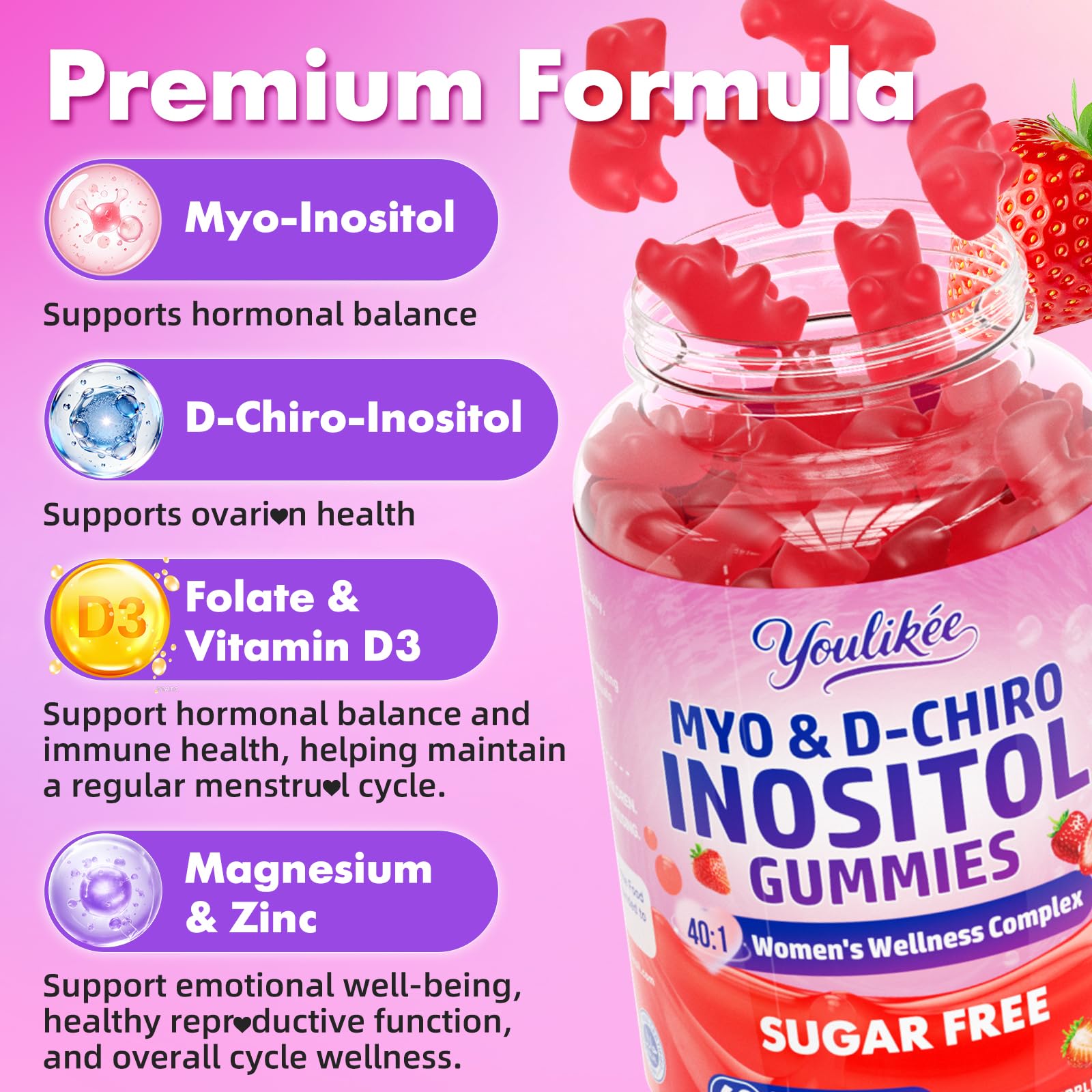 60 count Myo-Inositol gummies for convenience