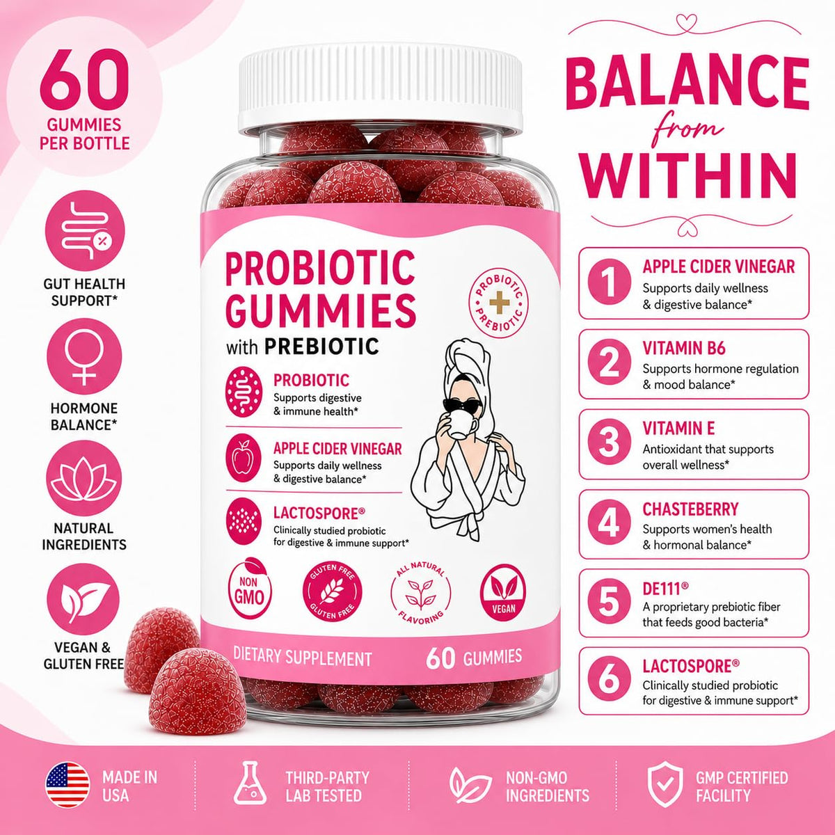 60 count probiotic gummies for digestion
