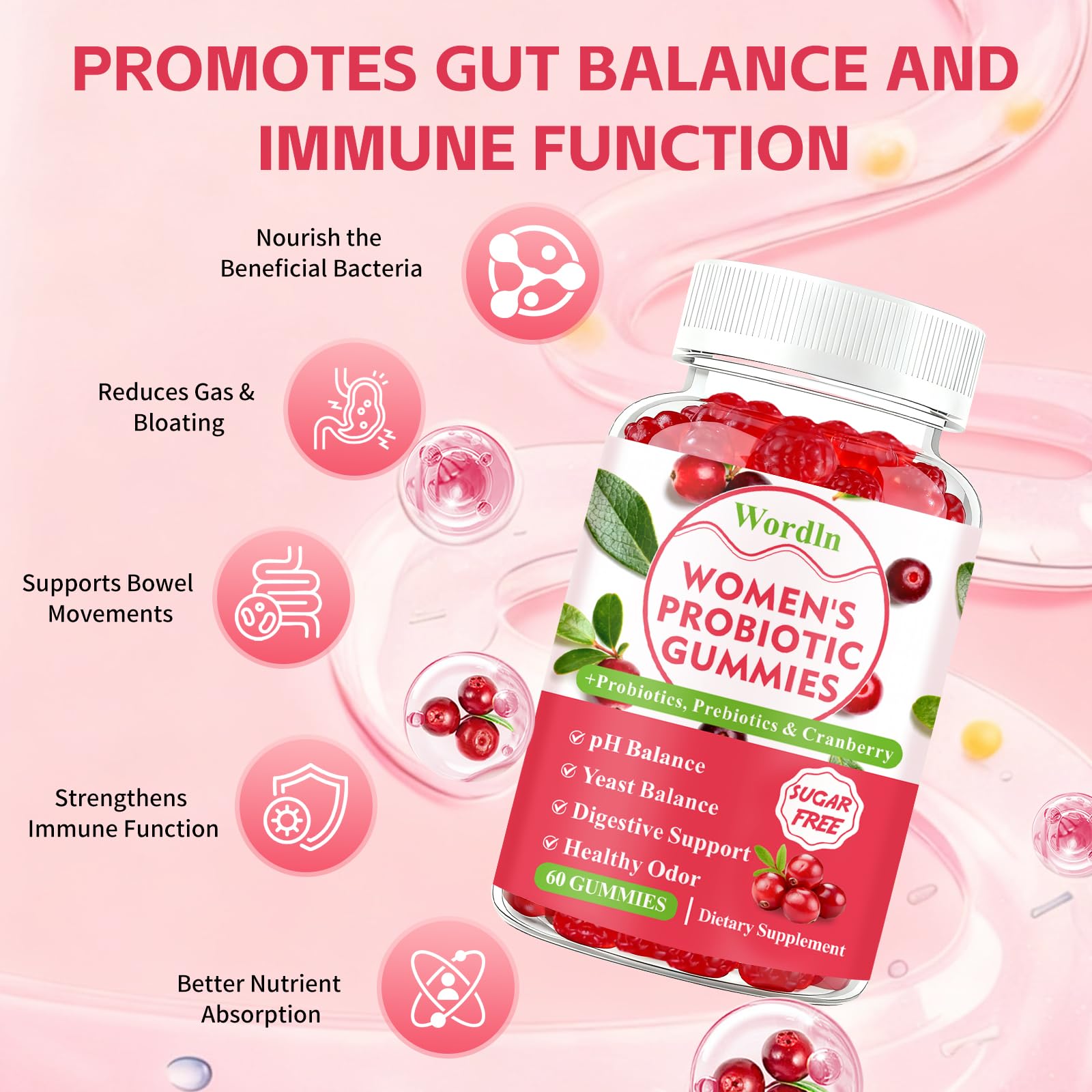 60 count probiotic gummies for women