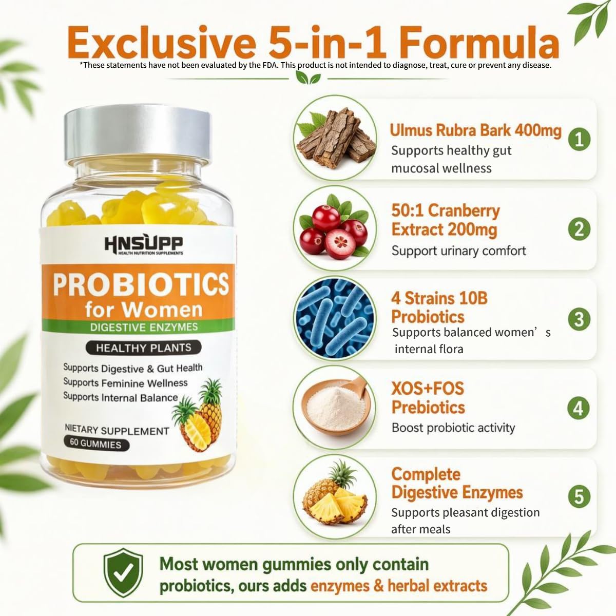 60 count probiotic gummies for women