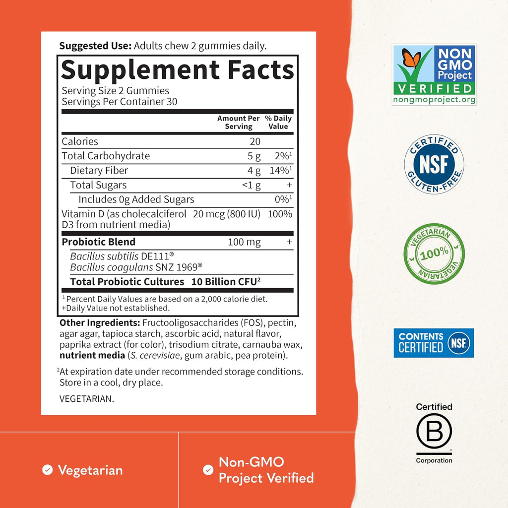 60 count probiotic gummy supplements