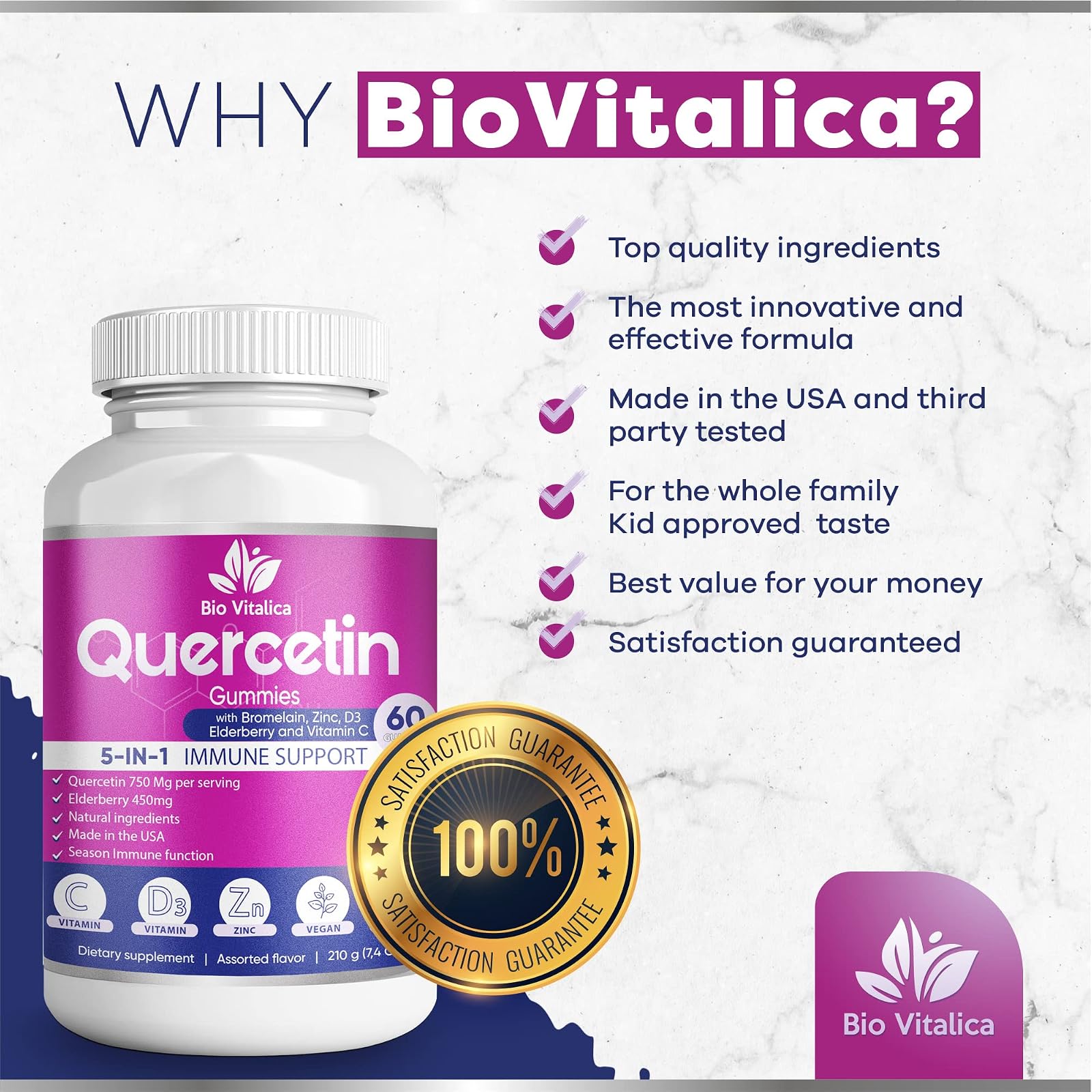 60 count Quercetin gummies for convenient dosing