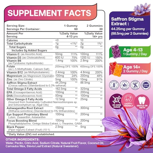 60 count saffron gummies for convenience