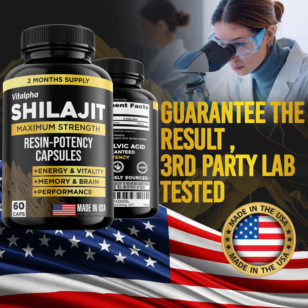 60 count Shilajit capsules for convenience