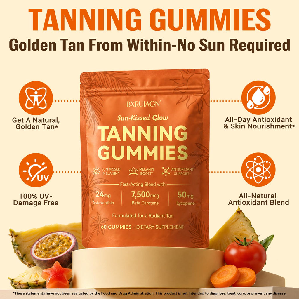 60 count tanning gummies for radiant skin
