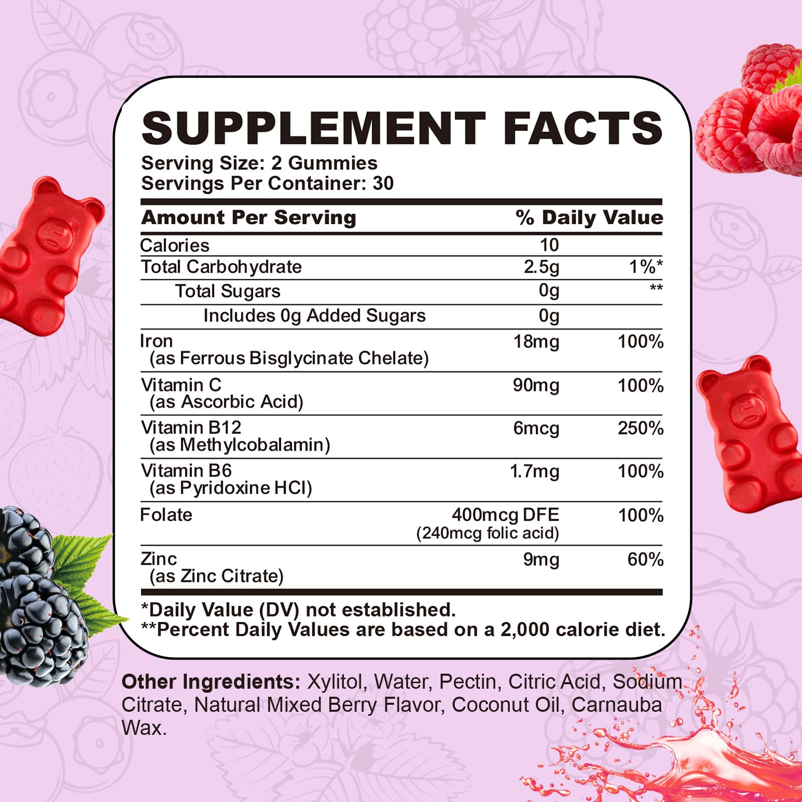 60 count vegan iron gummies for vitality