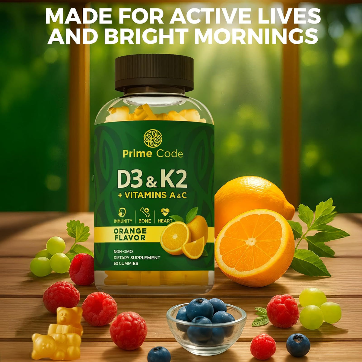 60 count vitamin D3 K2 gummies for daily use