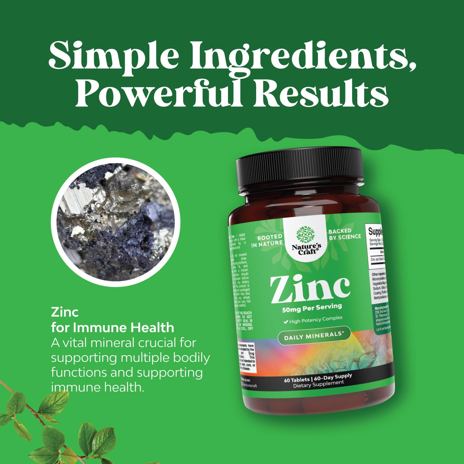 60 count zinc tablets for health