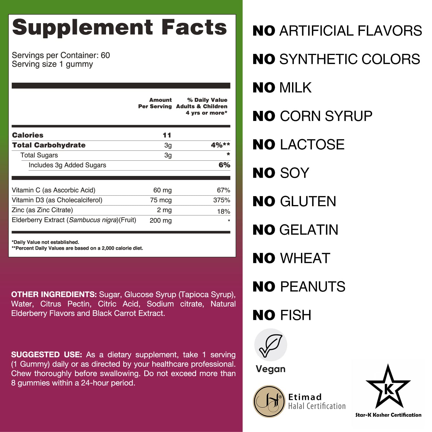 60-day supply of elderberry gummies