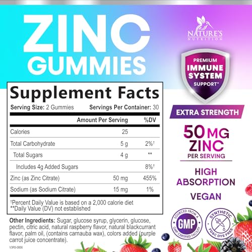 60 gummies for daily zinc intake