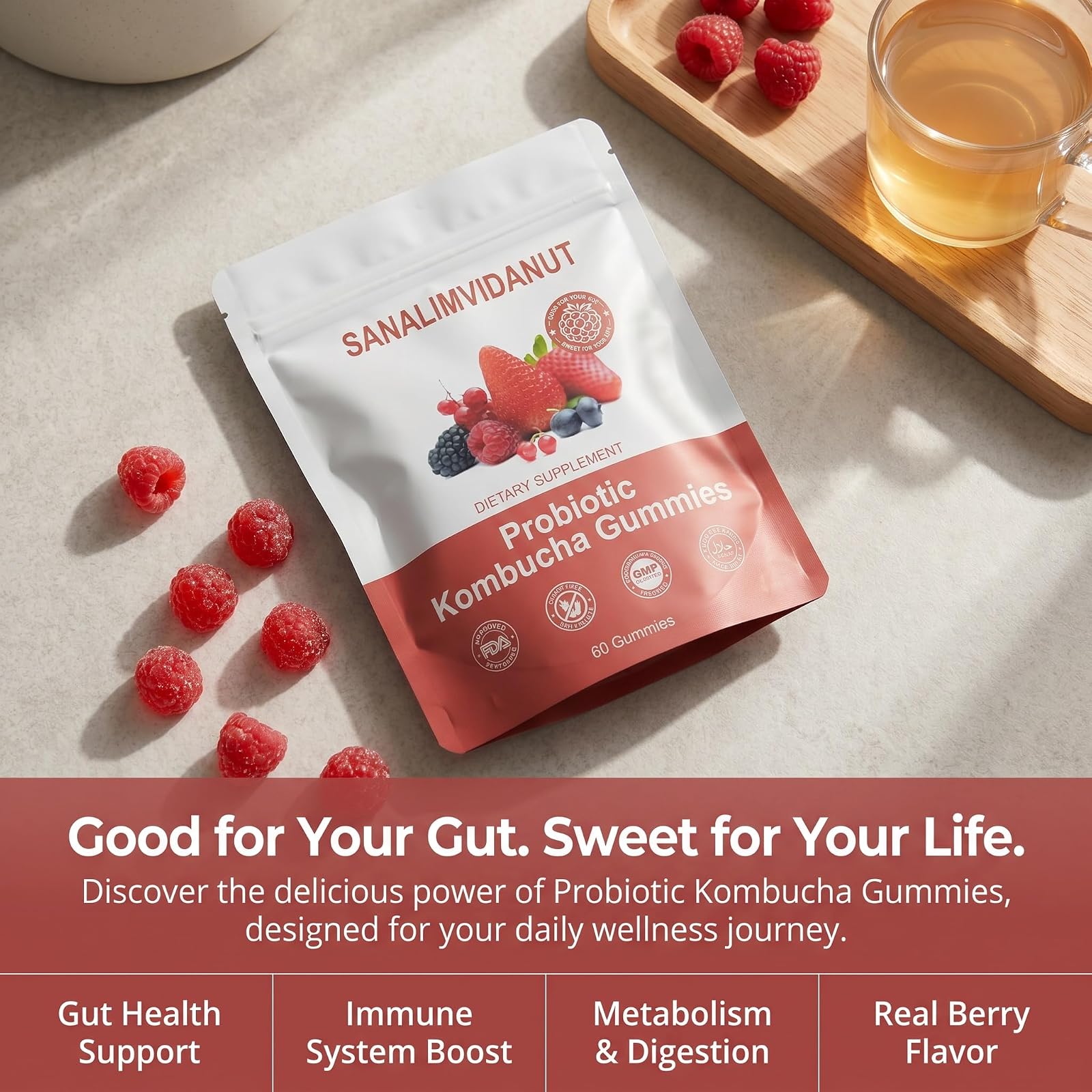 60 gummies packed with probiotics