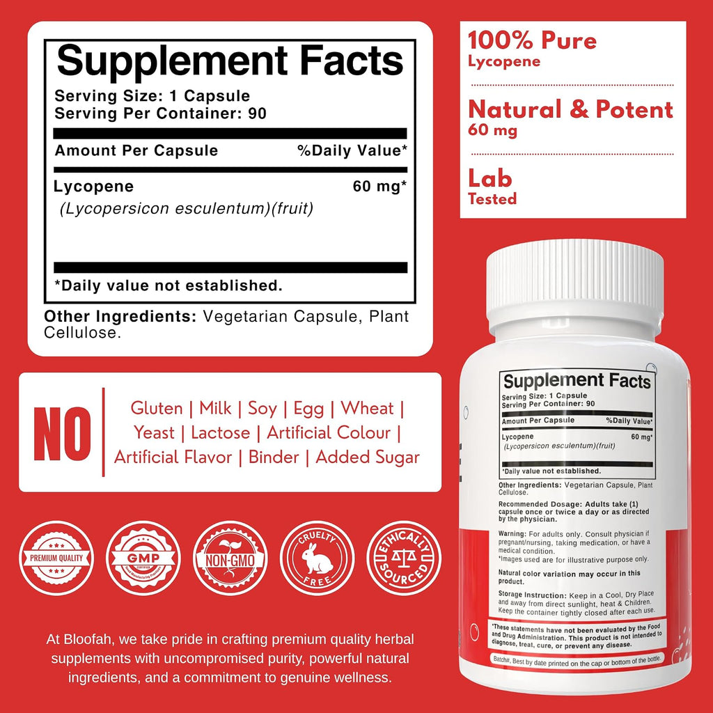 60 mg Lycopene antioxidant benefits