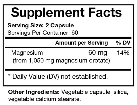 60 mg Magnesium Orotate benefits