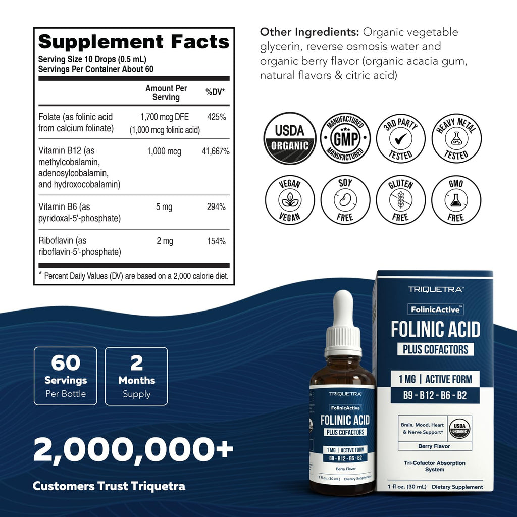 60 servings of folinic acid capsules