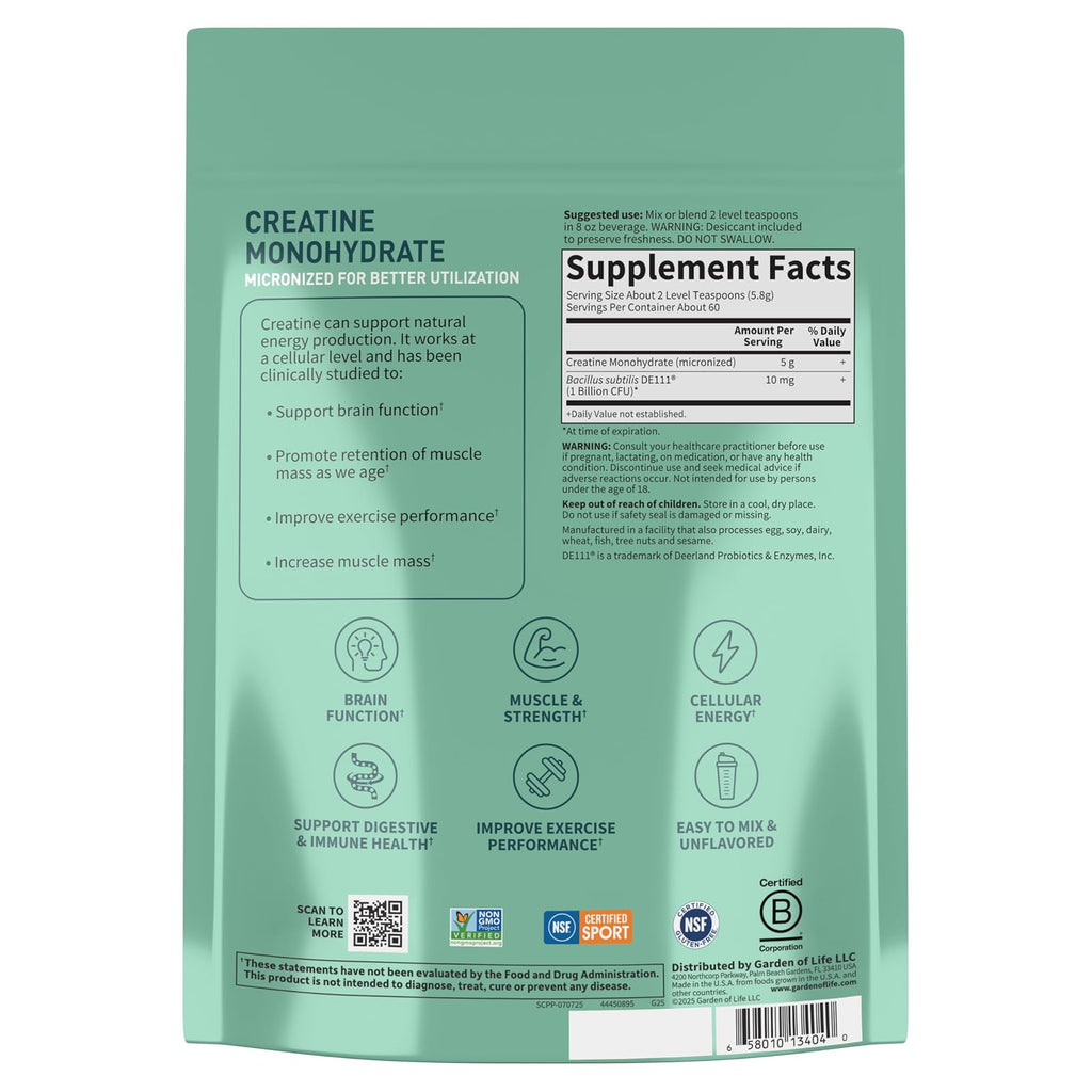 60 servings of Garden of Life creatine powder