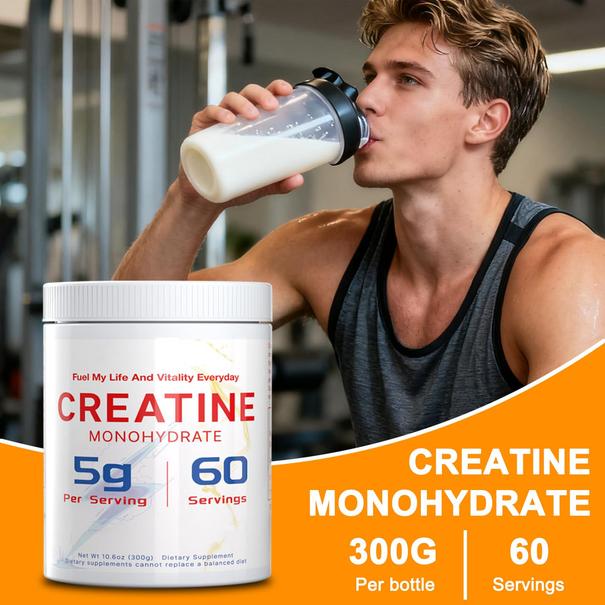60 servings of pure creatine supplement