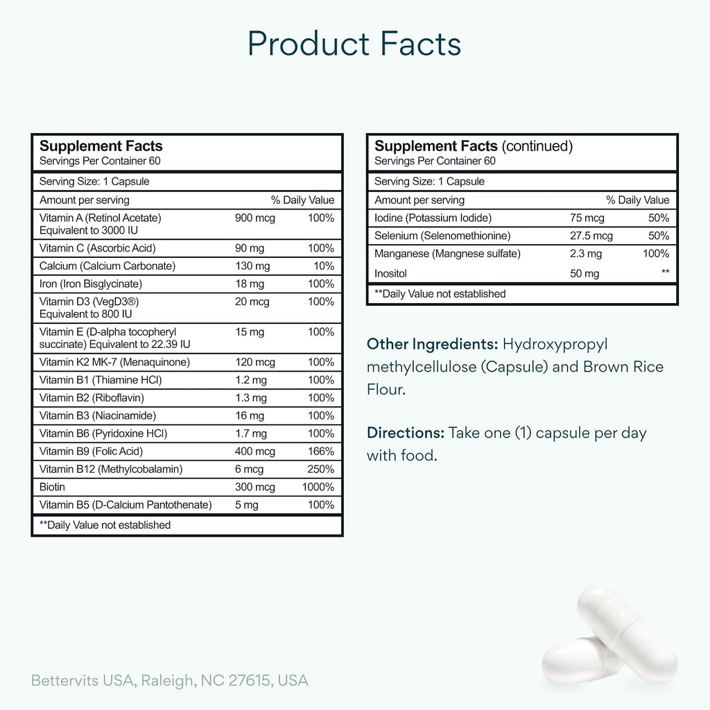 60 tablets of essential vitamins