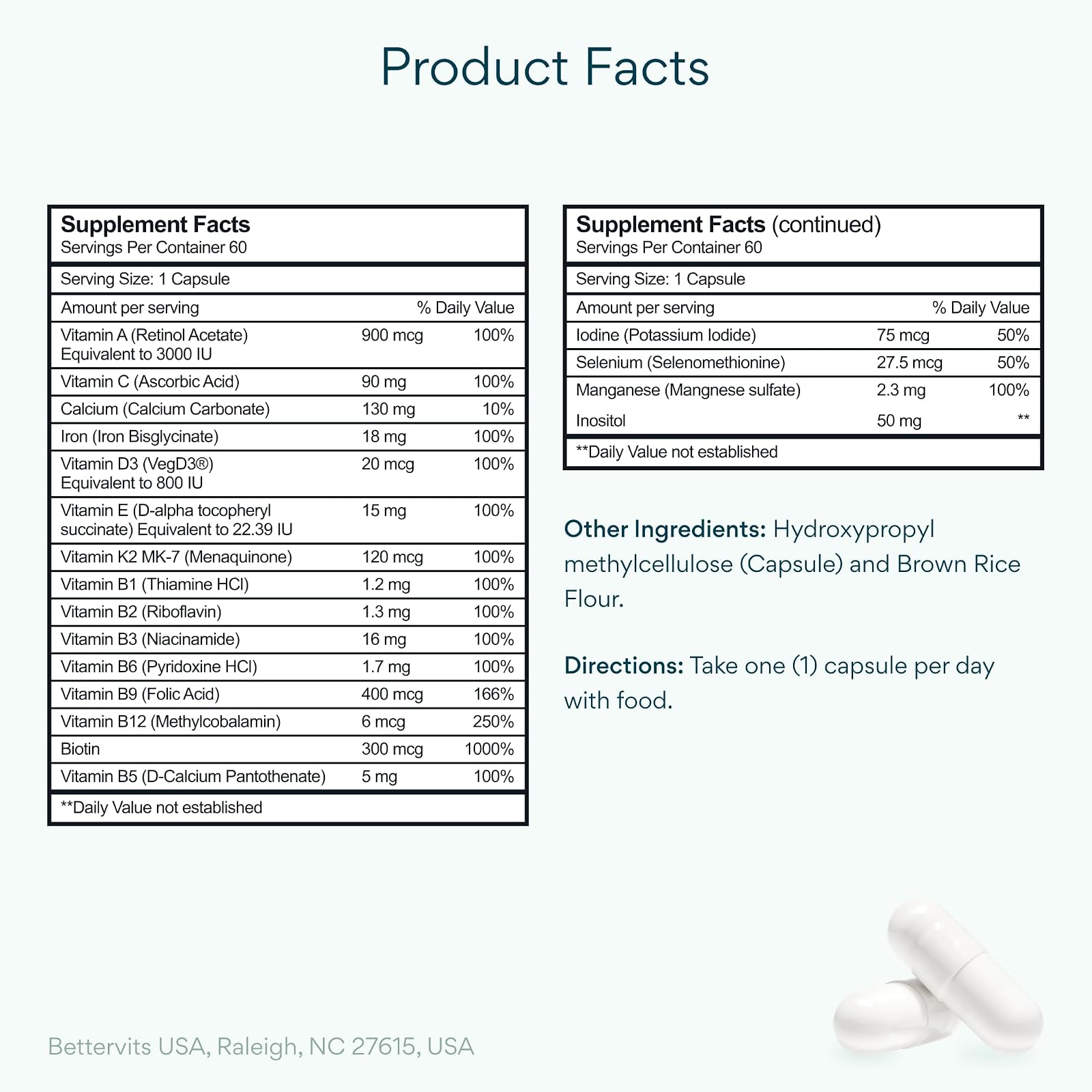 60 tablets of essential vitamins