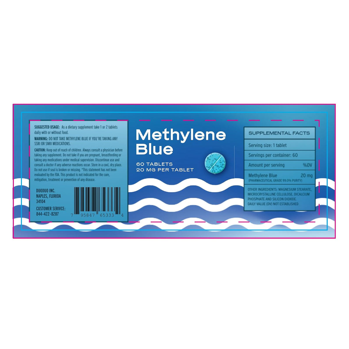 60 tablets of Methylene Blue vitamins