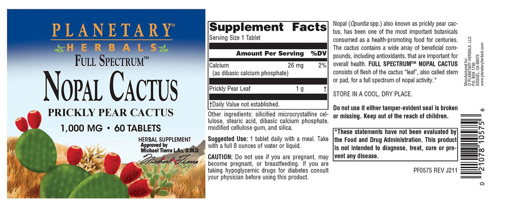 60 tablets of nopal cactus