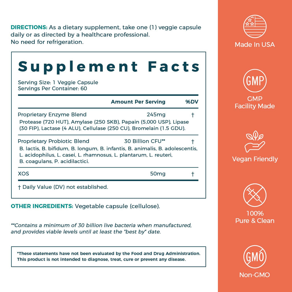 60 vegan capsules of digestive enzymes
