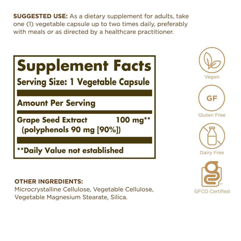 60 vegetable capsules grape seed extract