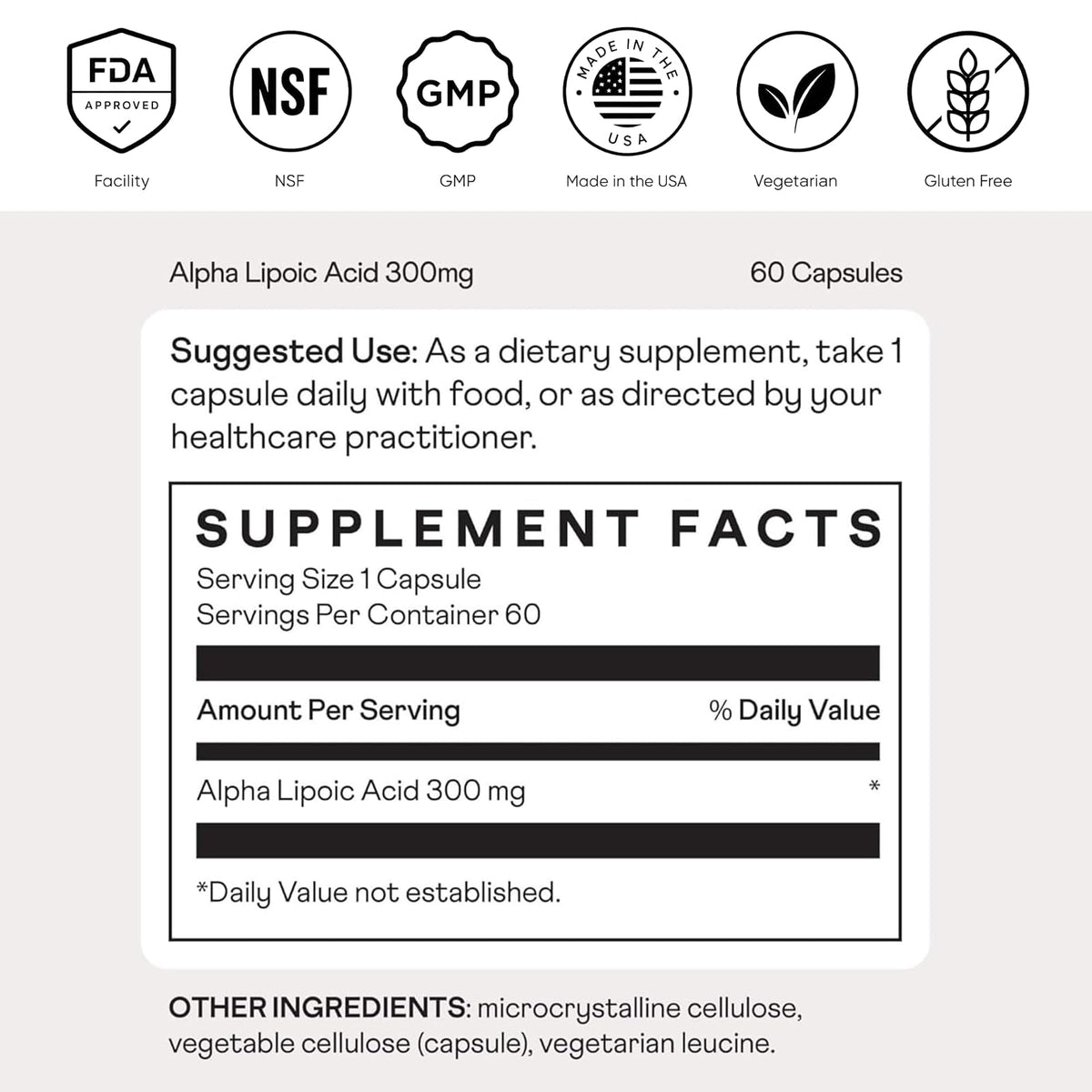 60 vegetarian capsules alpha lipoic acid