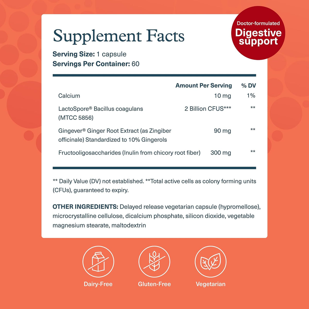 60 vegetarian capsules for gut balance