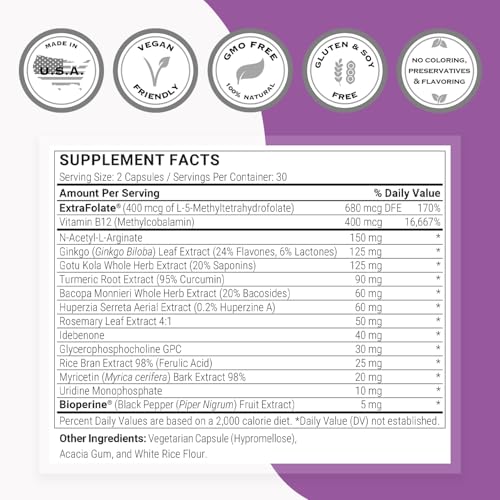 60 vegetarian capsules for mental clarity