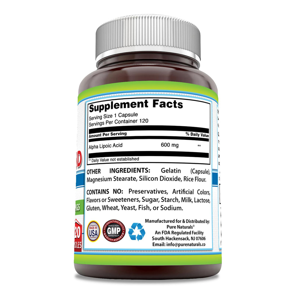 600 mg Alpha Lipoic Acid capsules