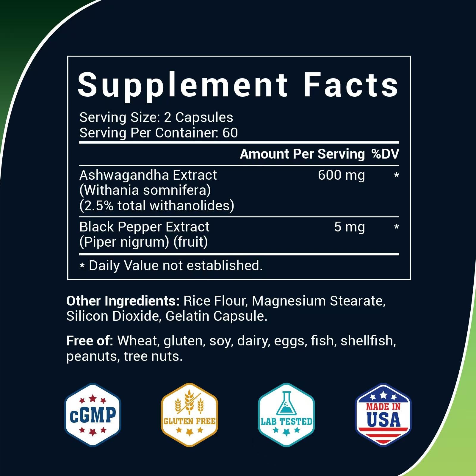 600 mg Ashwagandha for stress relief