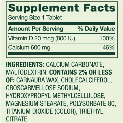 600 mg calcium supplement for bones