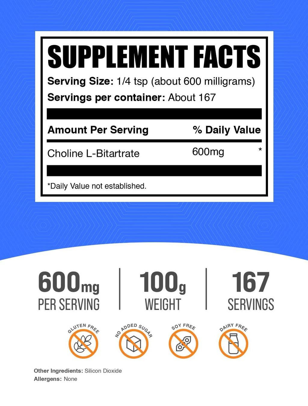 600 mg Choline Bitartrate for cognitive support