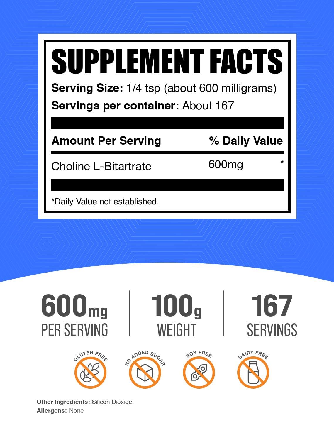 600 mg Choline Bitartrate for cognitive support