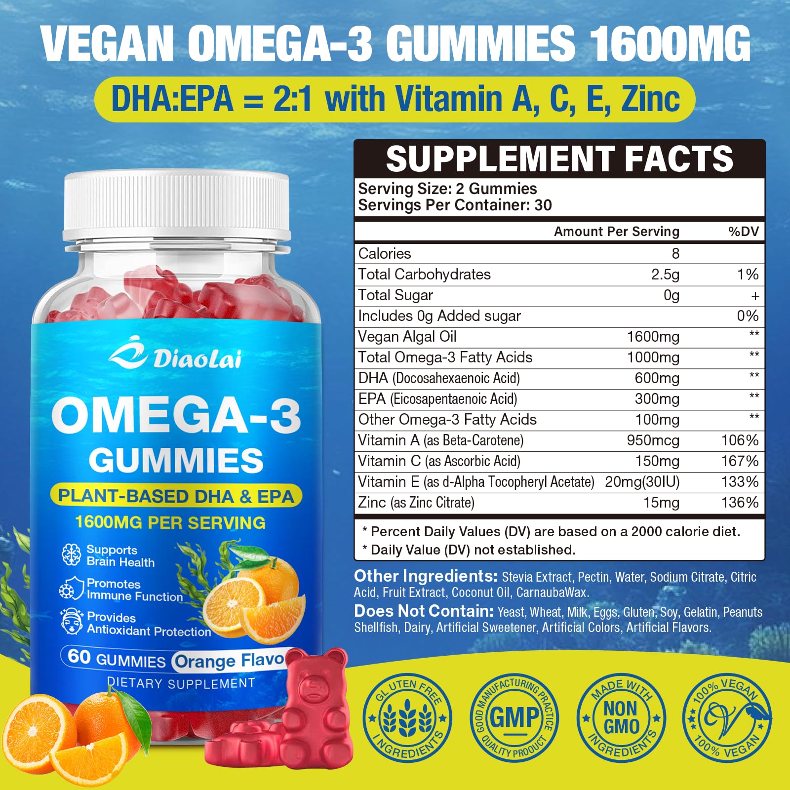 600 mg DHA omega-3 supplement