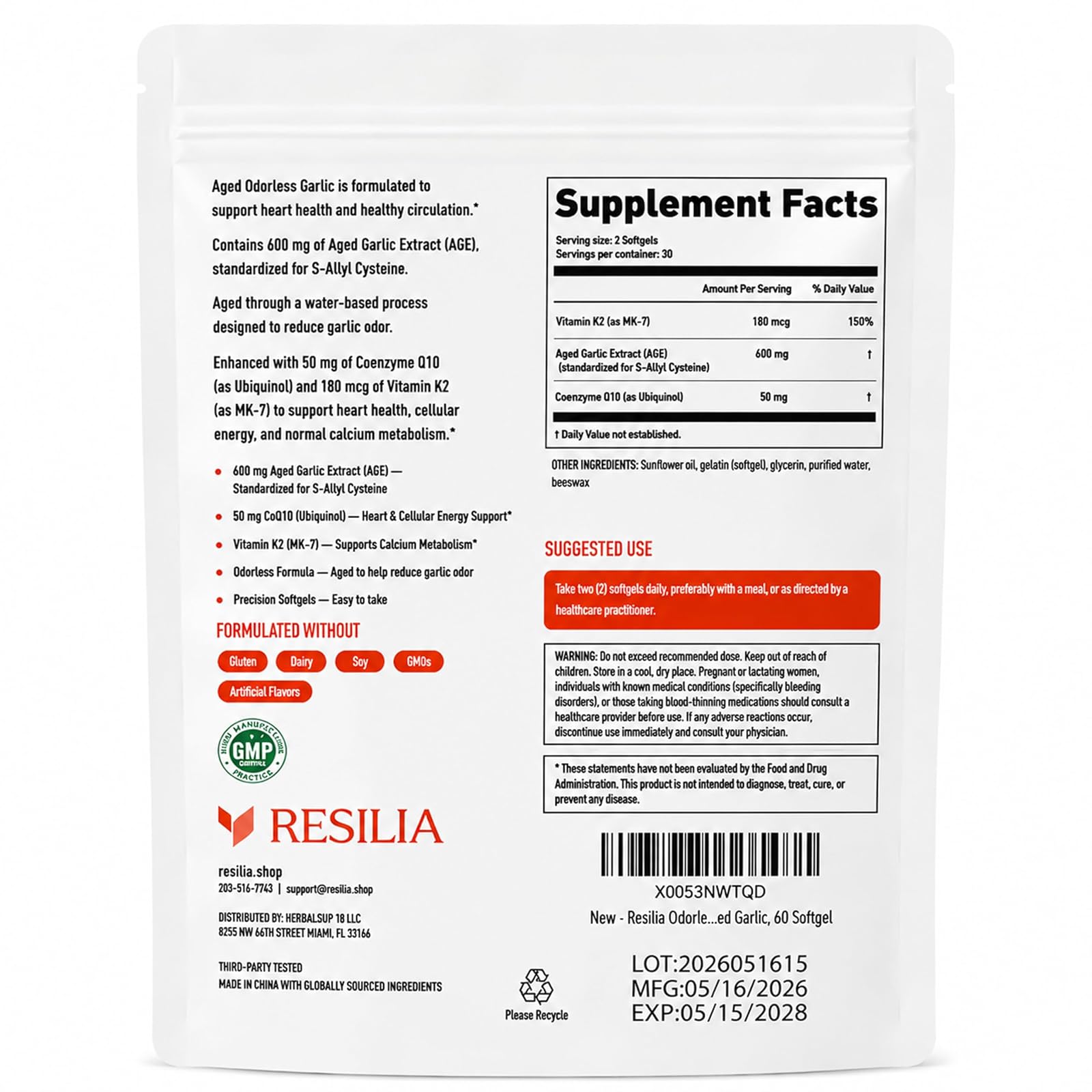 600 mg garlic softgels for health