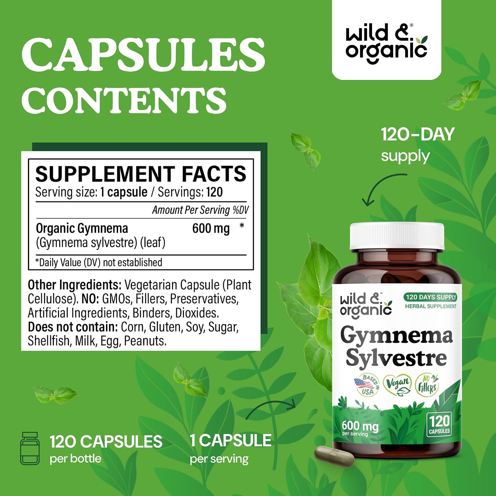 600 mg Gymnema Sylvestre herbal supplement