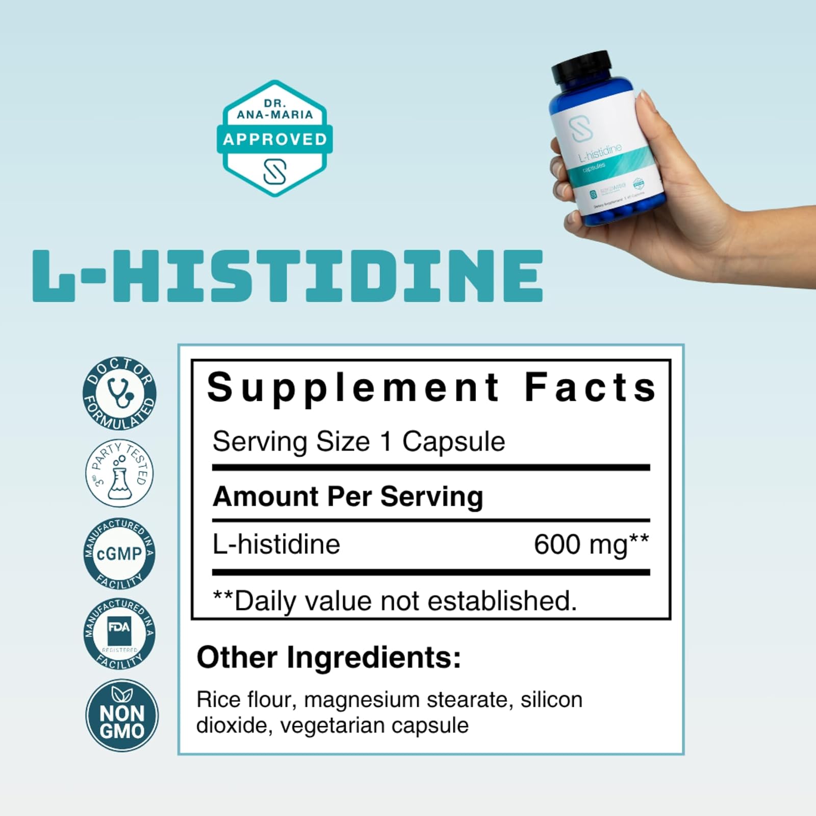 600 mg L-Histidine for wellness