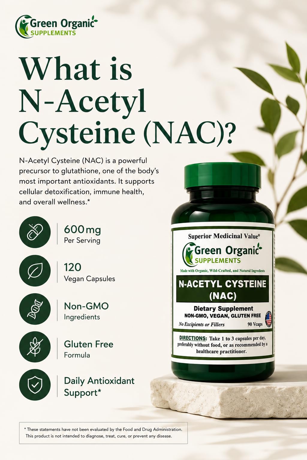 600 mg N-Acetyl Cysteine supplement