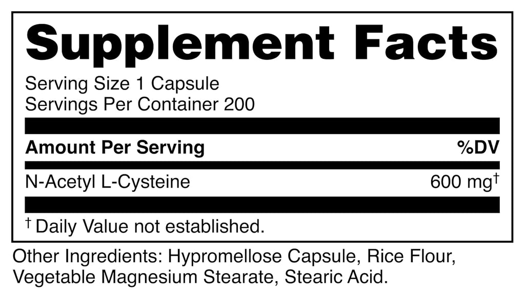 600 mg NAC capsules for wellness
