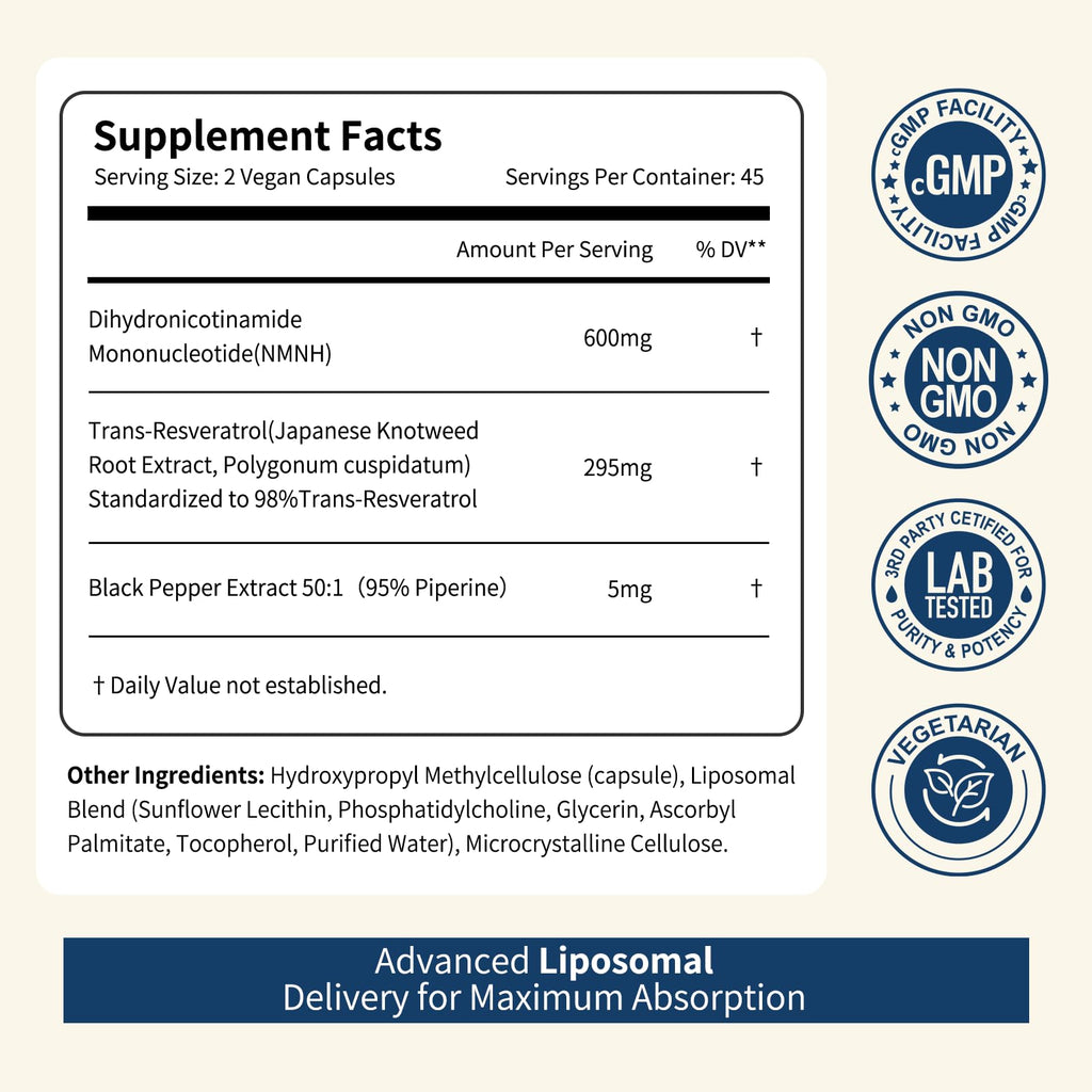 600 mg NAD+ capsules for vitality