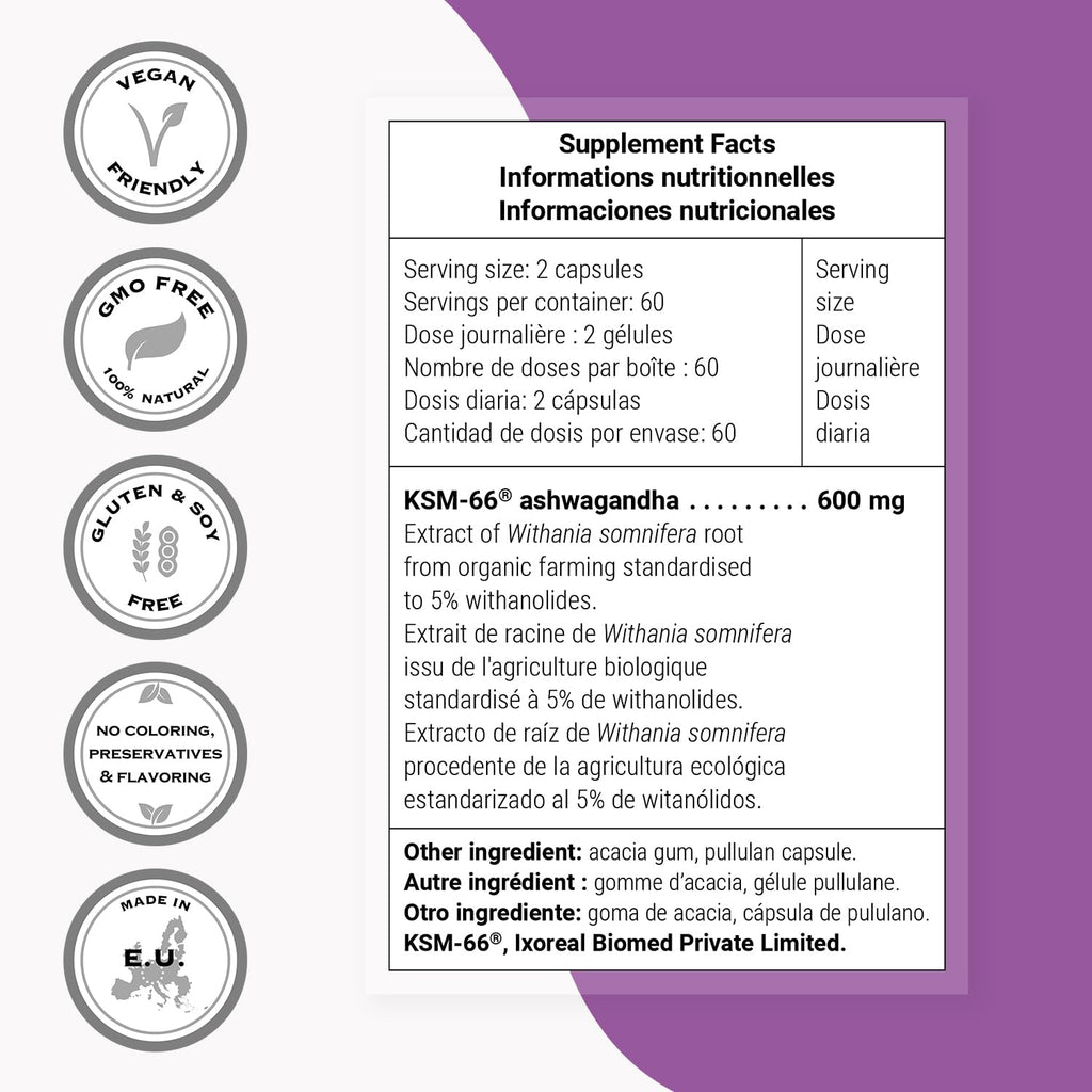 600 mg vegetarian Ashwagandha supplement
