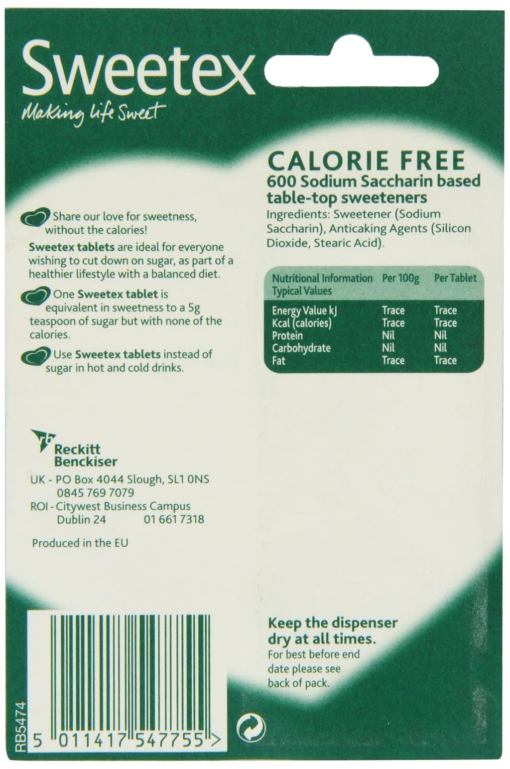 600 Sweetex tablets for weight management