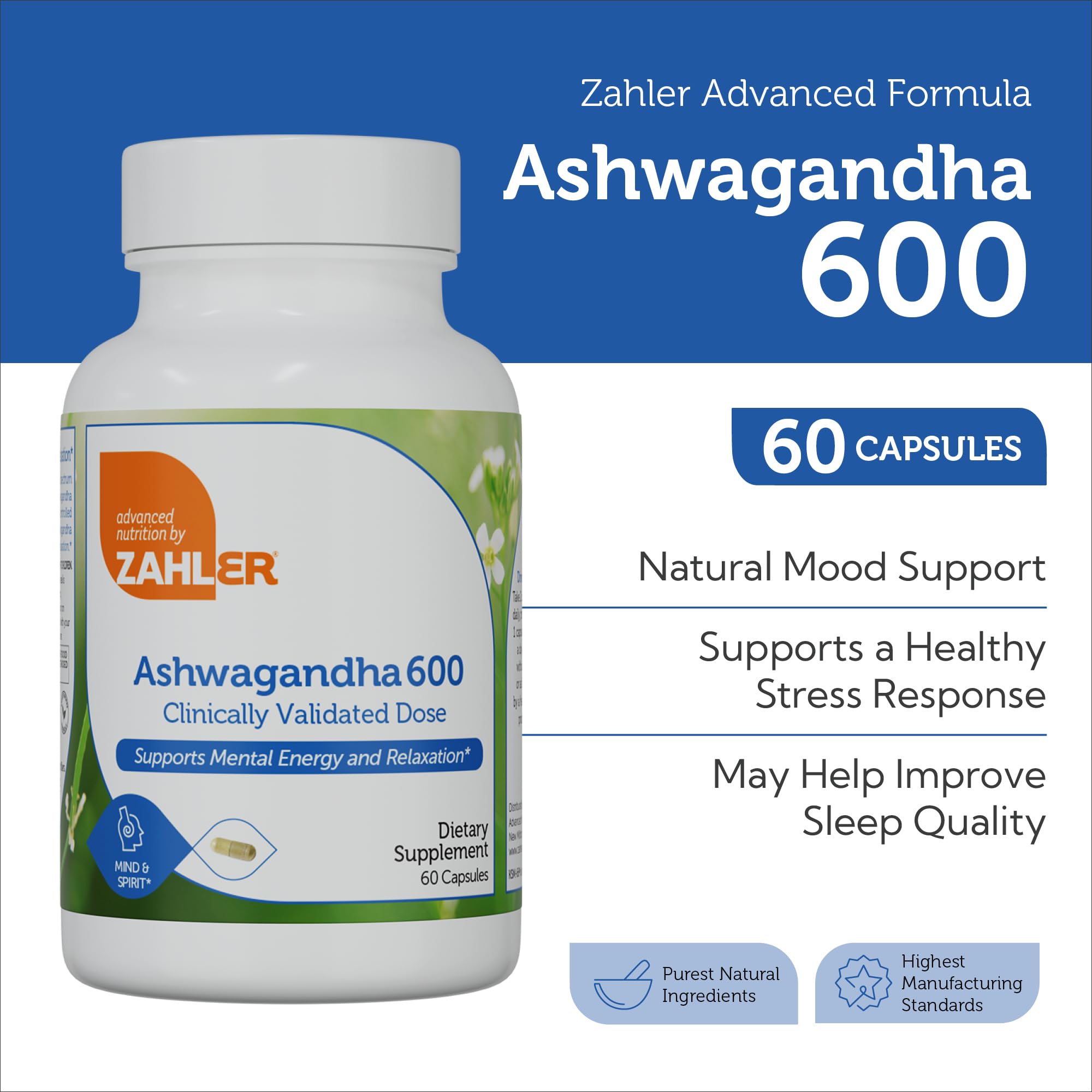 600mg Ashwagandha capsules for daily calm