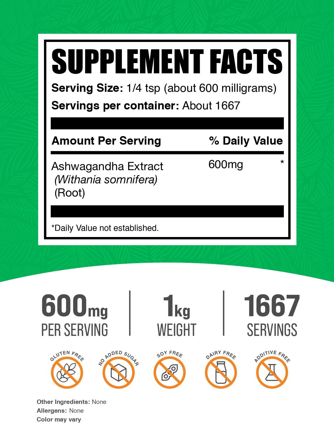 600mg ashwagandha per serving
