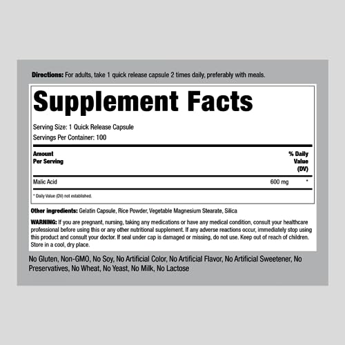 600mg malic acid health benefits