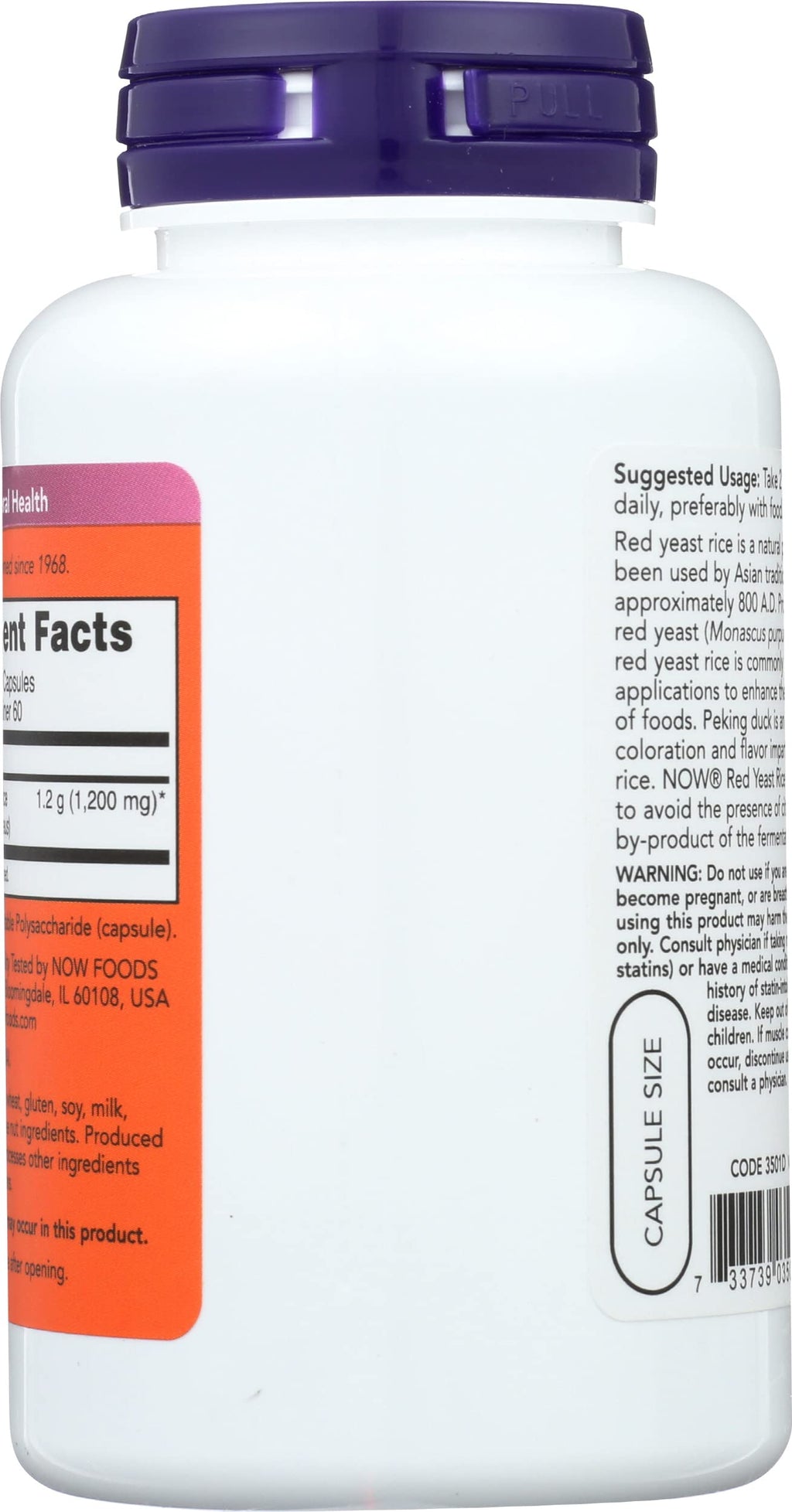 600mg red yeast rice supplement