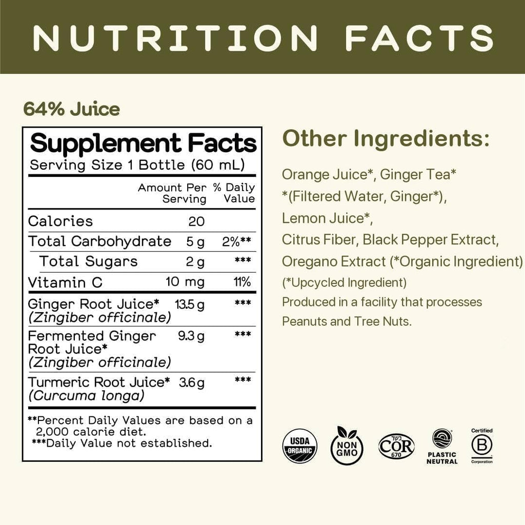 60ml glass ginger health shots