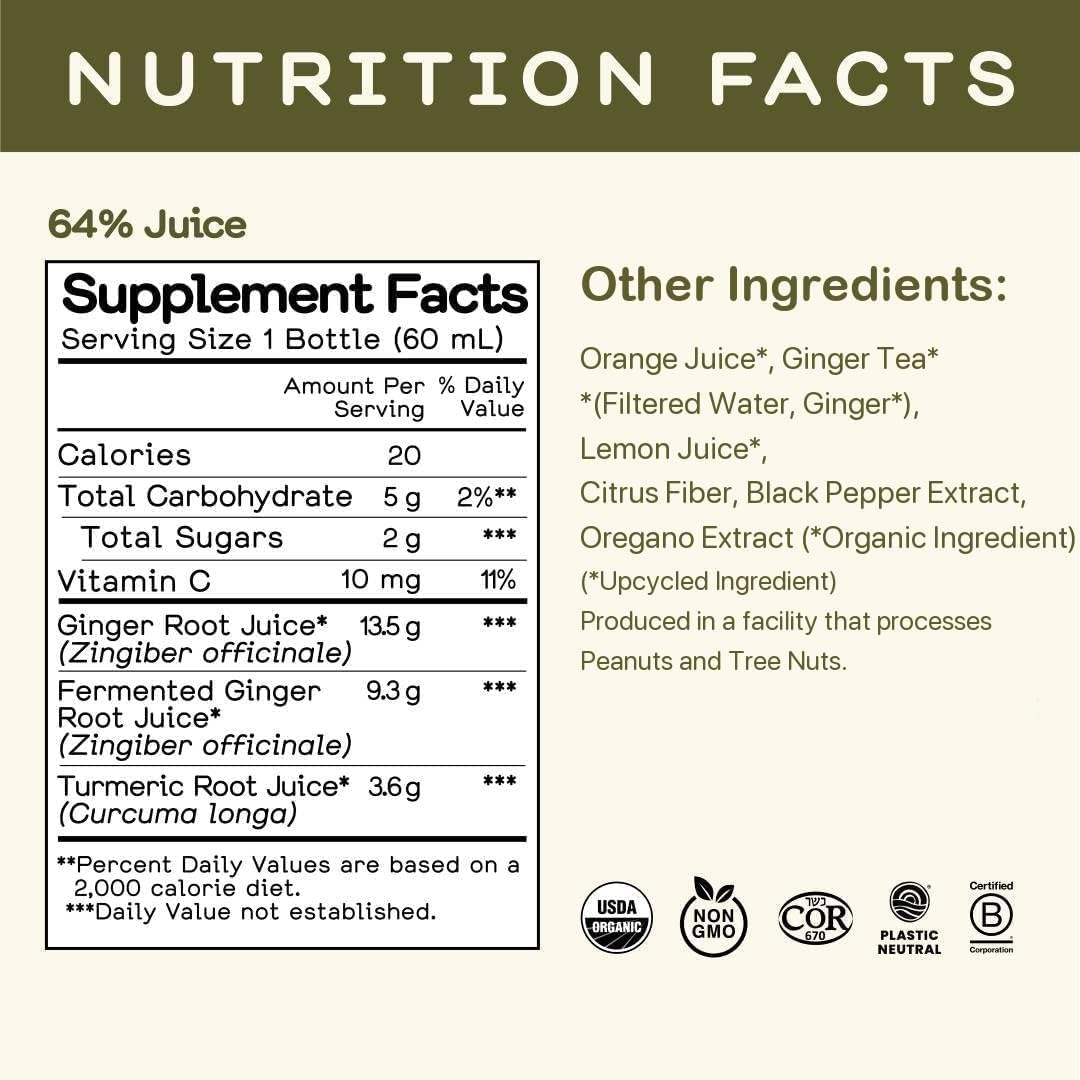 60ml glass ginger health shots